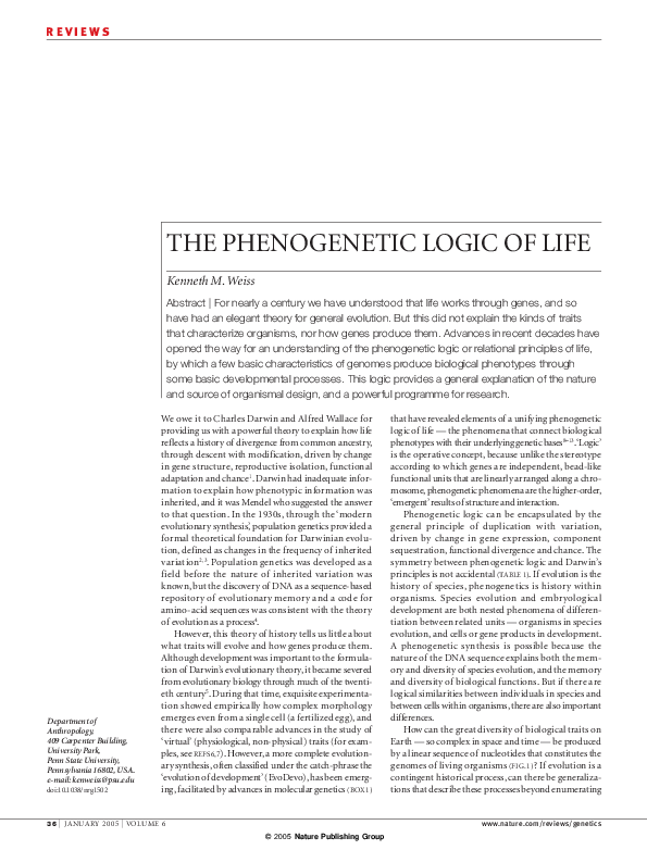 (PDF) The phenogenetic logic of life