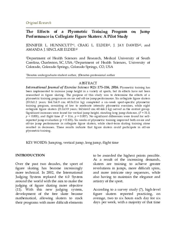 (PDF) The Effects of a Plyometric Training Program on Jump Performance in Collegiate Figure ...