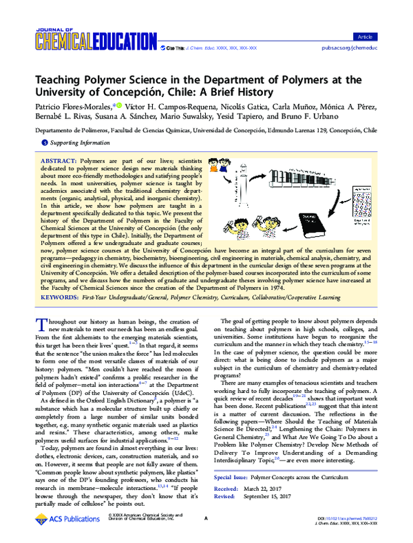 (PDF) Teaching Polymer Science in the Department of Polymers at the ...