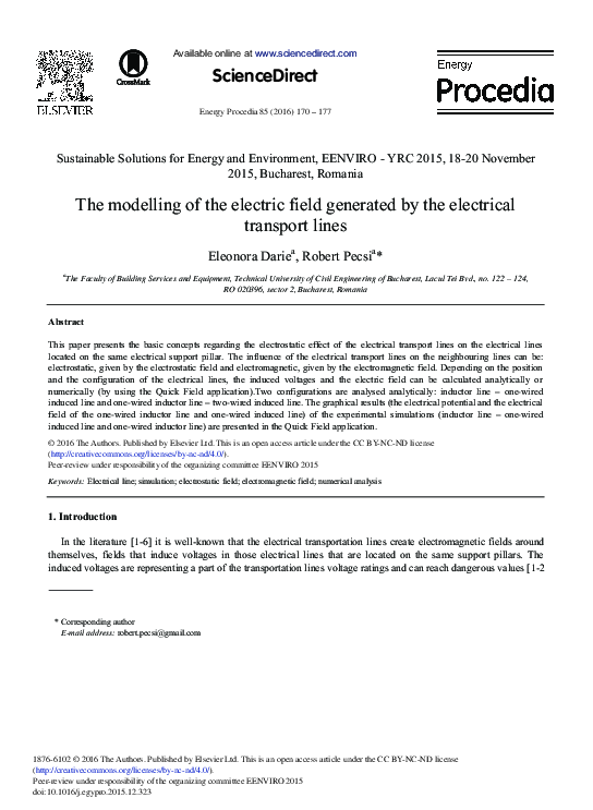 (PDF) The Modelling of the Electric Field Generated by the Electrical ...