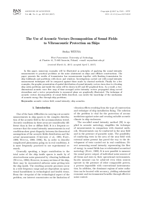 (PDF) The Use of Acoustic Vectors Decomposition of Sound Fields to ...