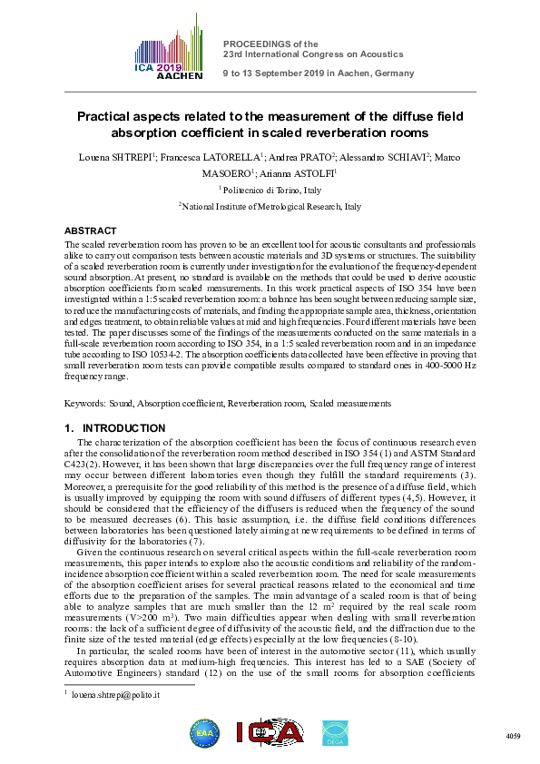 Pdf Practical Aspects Related To The Measurement Of The Diffuse Field