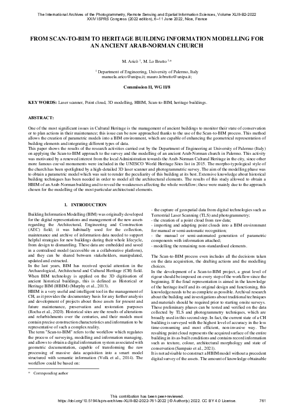 (PDF) From Scan-To-Bim to Heritage Building Information Modelling for an Ancient Arab-Norman Church