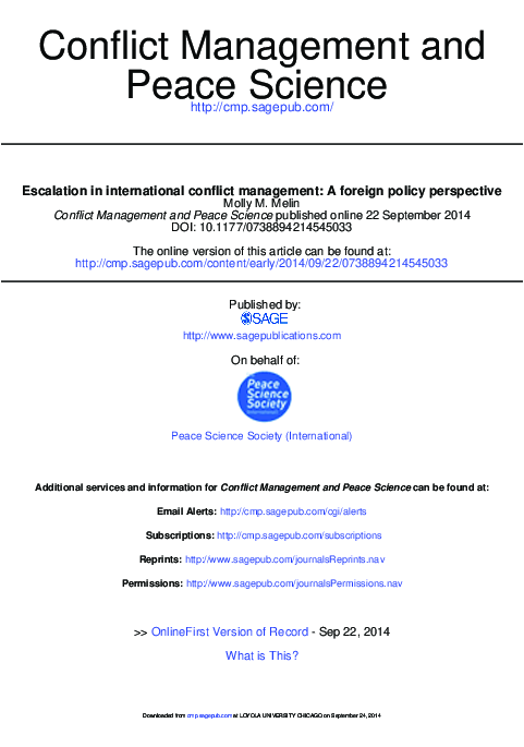 (PDF) Escalation in international conflict management: A foreign policy ...