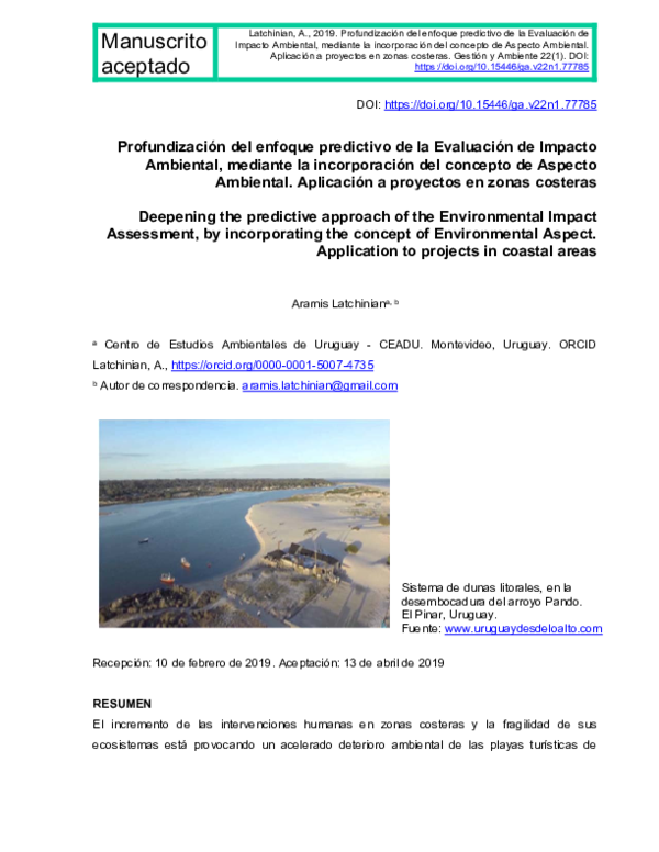 (PDF) Profundización del enfoque predictivo de la Evaluación de Impacto Ambiental, mediante la ...