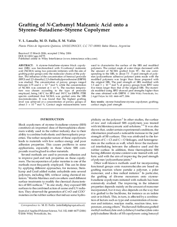 (PDF) Grafting ofN-carbamyl maleamic acid onto a styrene–butadiene ...