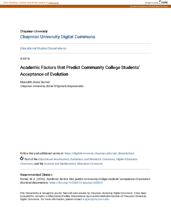 (PDF) Academic Factors that Predict Community College Students ...