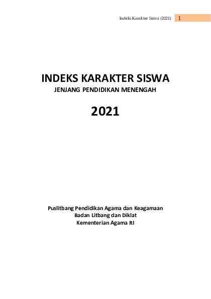 (PDF) Indeks Karakter Siswa: Jenjang Pendidikan Menengah 2021