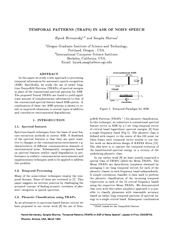 (PDF) Temporal patterns (TRAPs) in ASR of noisy speech