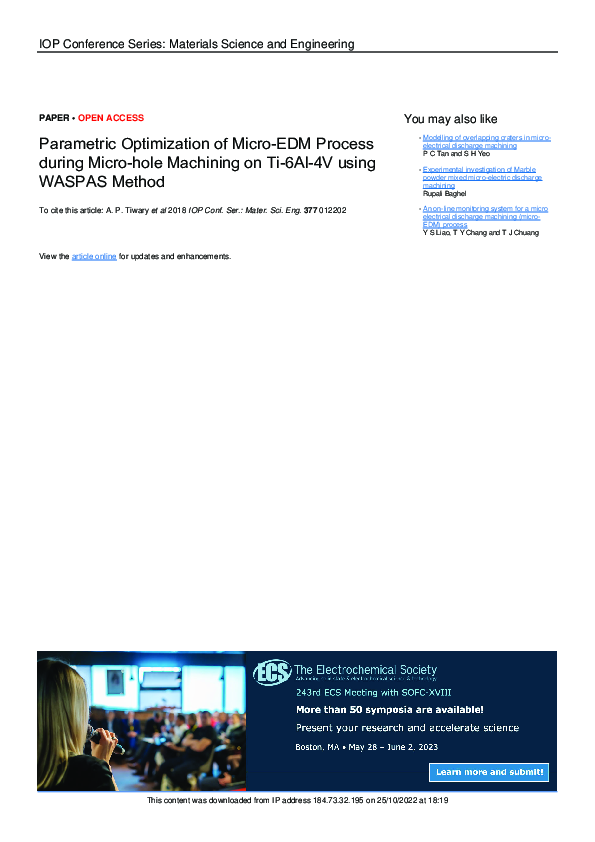 (PDF) Parametric Optimization of Micro-EDM Process during Micro-hole Machining on Ti-6Al-4V ...