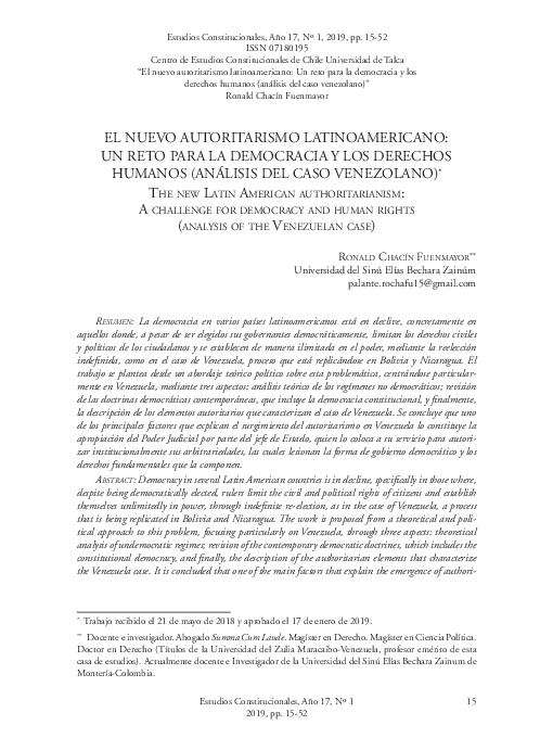 (PDF) El nuevo autoritarismo latinoamericano: Un reto para la democracia y los derechos humanos ...
