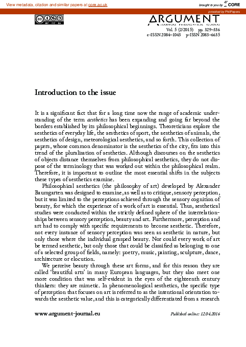 (PDF) Introduction to the Issue