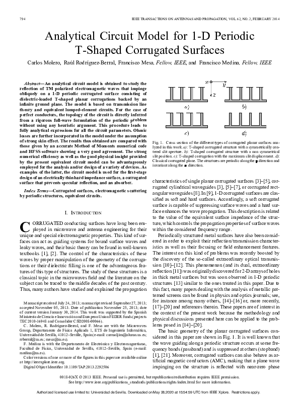 (PDF) Analytical Circuit Model for 1-D Periodic T-Shaped Corrugated ...