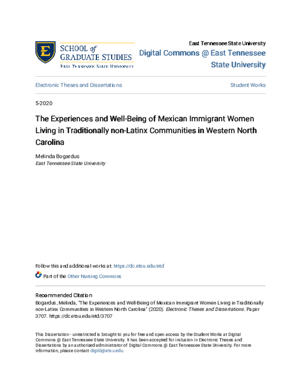 (PDF) The Experiences and Well-Being of Mexican Immigrant Women Living ...