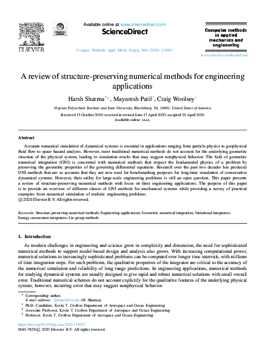 (PDF) A review of structure-preserving numerical methods for ... (PDF) A review of structure-preserving numerical methods for ...
