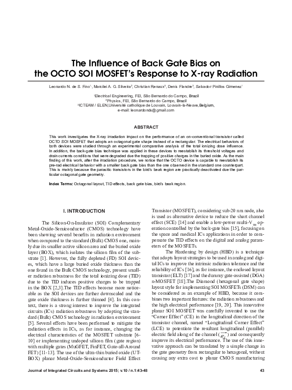 (PDF) The Influence of Back Gate Bias on the OCTO SOI MOSFET’s Response ...