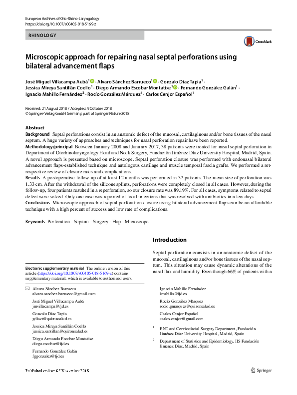 (PDF) Microscopic approach for repairing nasal septal perforations ...