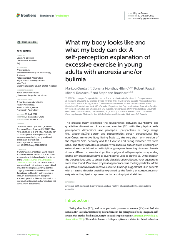 (PDF) What my body looks like and what my body can do: A self ...