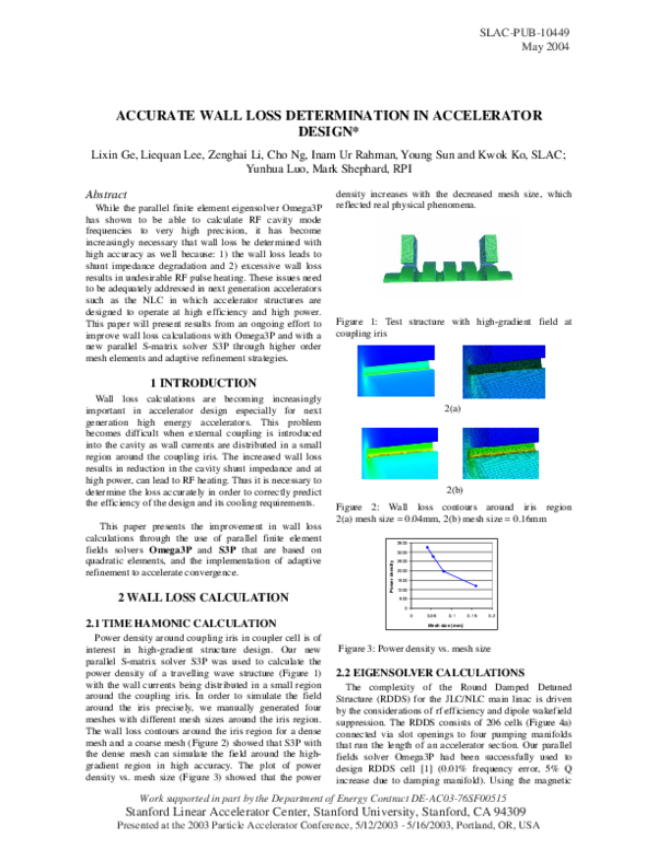 (PDF) Accurate Wall Loss Determination in Accelerator Design | Lixin Ge ...