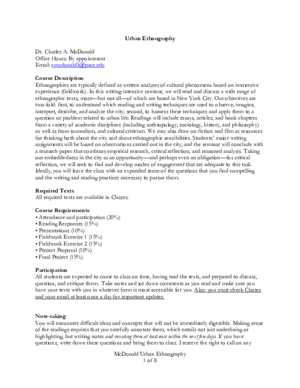 Pdf Urban Ethnography Syllabus