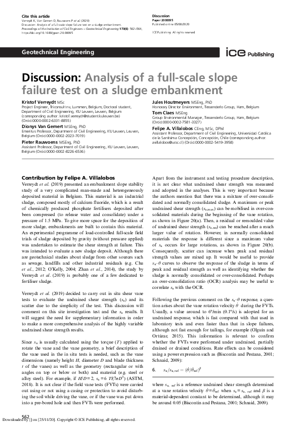 (PDF) Discussion: Analysis of a full-scale slope failure test on a ...