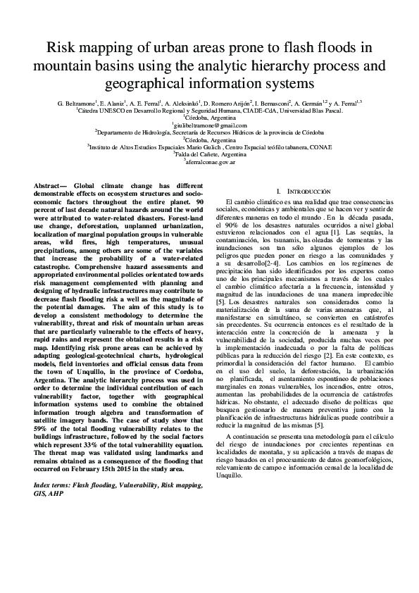 (PDF) Risk mapping of urban areas prone to flash floods in mountain basins using the analytic ...