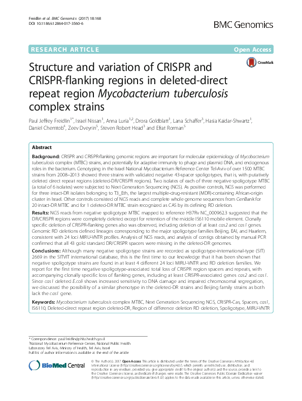 (PDF) Structure and variation of CRISPR and CRISPR-flanking regions in ...