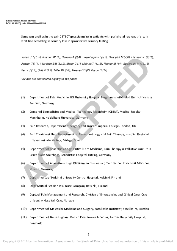 (PDF) Symptom profiles in the painDETECT Questionnaire in patients with ...