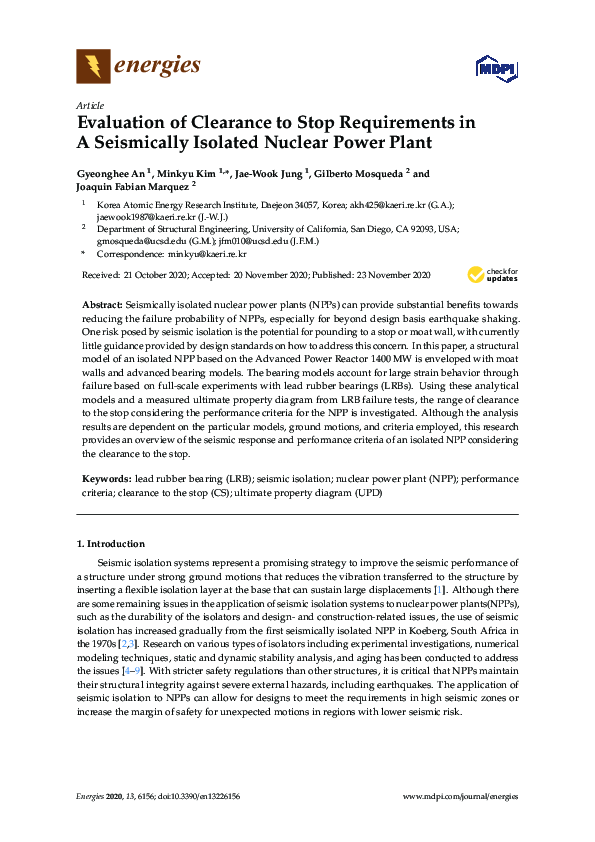 (PDF) Evaluation of Clearance to Stop Requirements in A Seismically ...