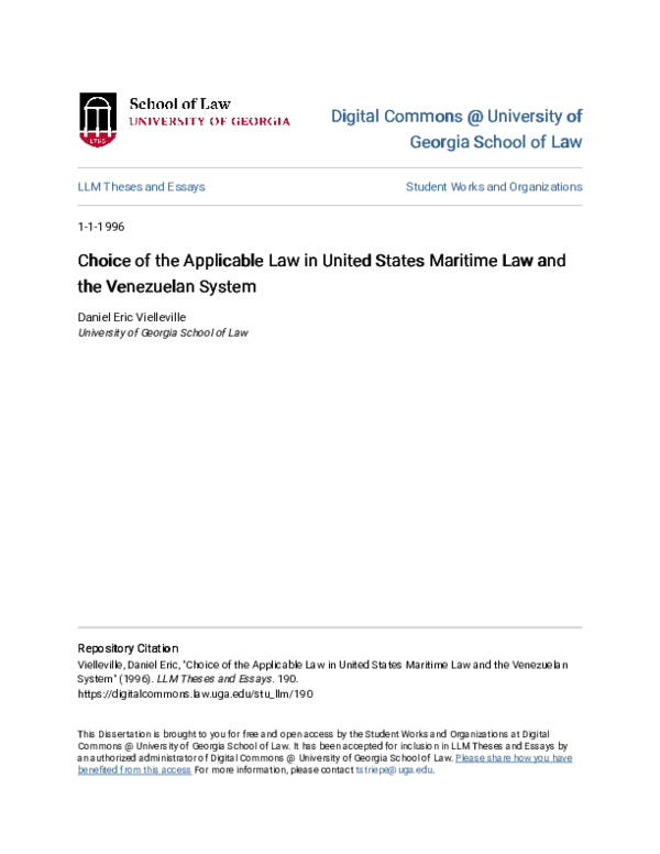 (PDF) Choice of the Applicable Law in United States Maritime Law and ...