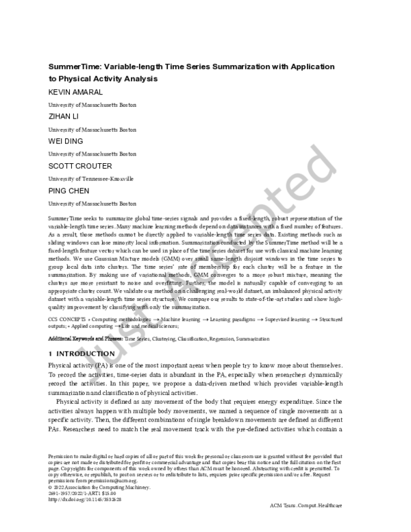 (PDF) SummerTime: Variable-length Time Series Summarization with Application to Physical ...