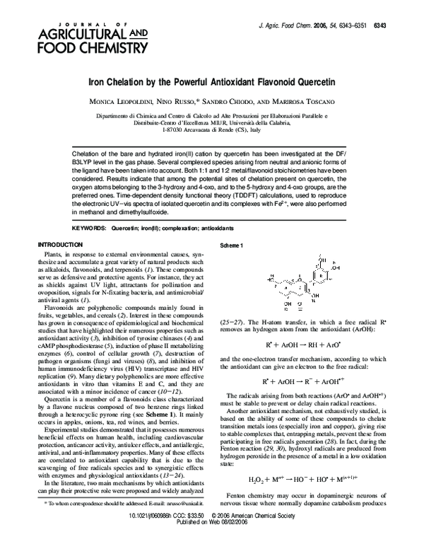 (PDF) Iron chelation by the powerful antioxidant flavonoid quercetin