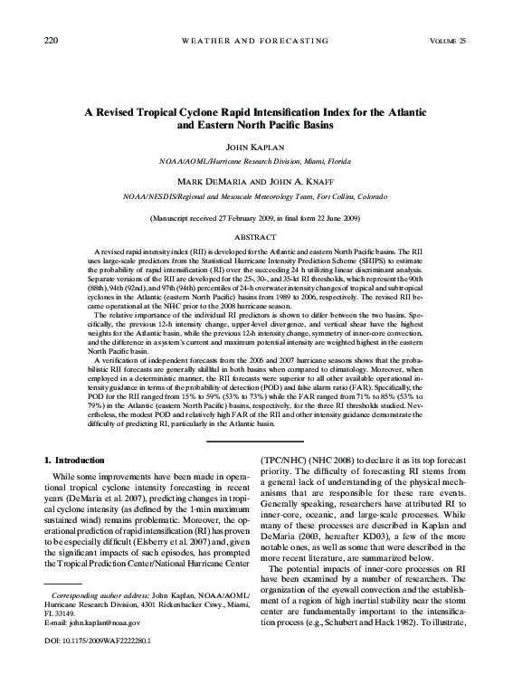 (PDF) A Revised Tropical Cyclone Rapid Intensification Index for the ...