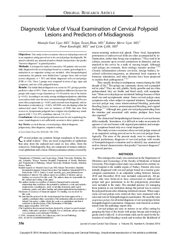 (PDF) Diagnostic Value of Visual Examination of Cervical Polypoid ...