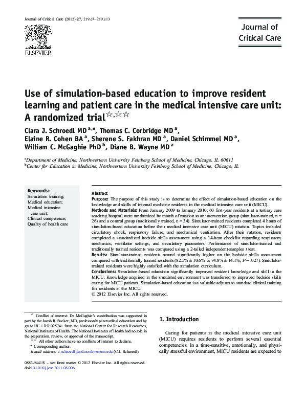 (PDF) Use of simulation-based education to improve resident learning ...