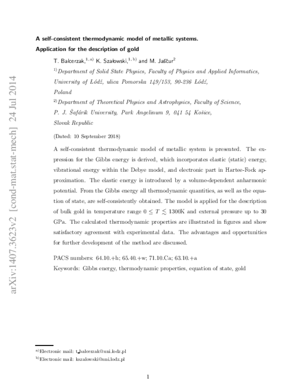(PDF) A self-consistent thermodynamic model of metallic systems. Application for the description ...