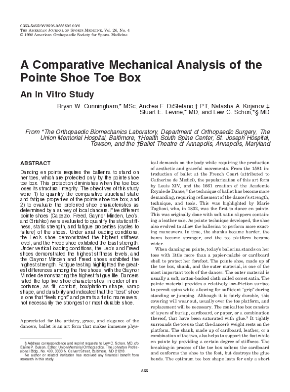 (PDF) A Comparative Mechanical Analysis of the Pointe Shoe Toe Box