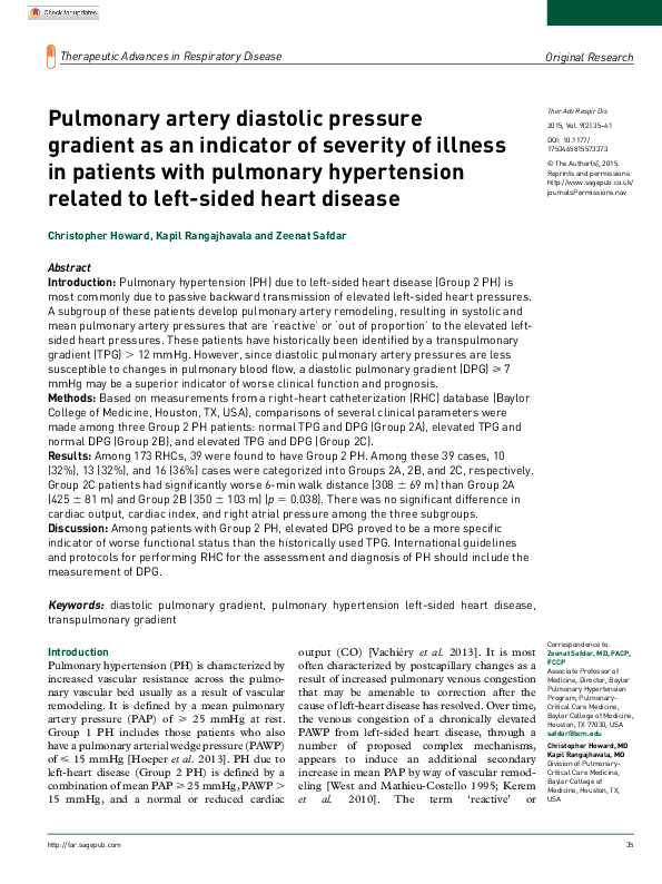 (PDF) Pulmonary artery diastolic pressure gradient as an indicator of ...