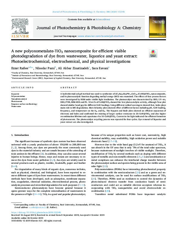 (PDF) A new polyoxometalate-TiO2 nanocomposite for efficient visible ...