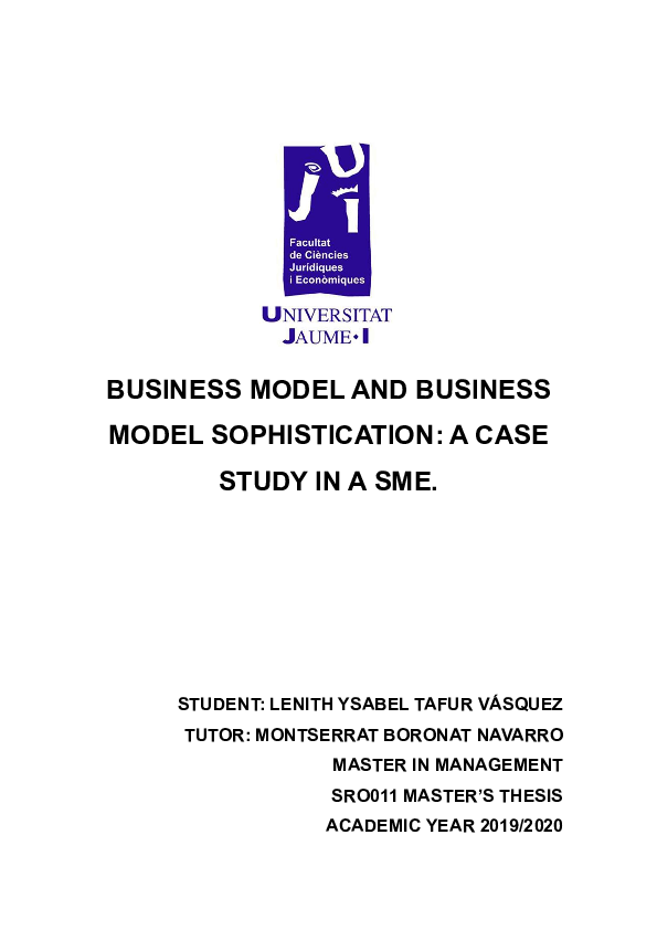 (PDF) Business model and business model sophistication: a case study in a SME