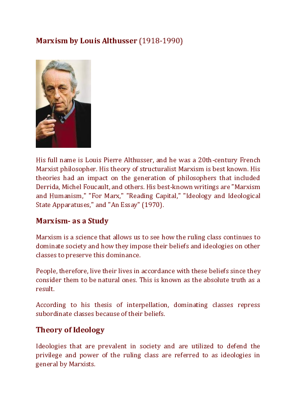 (PDF) Article about Marxism by Louis Althusser