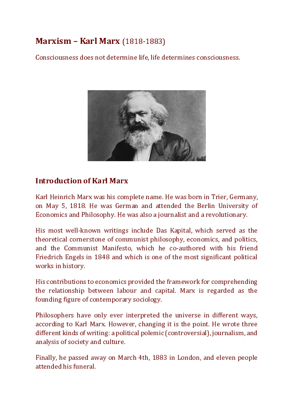 (PDF) Article about Marxism by Karl Marx