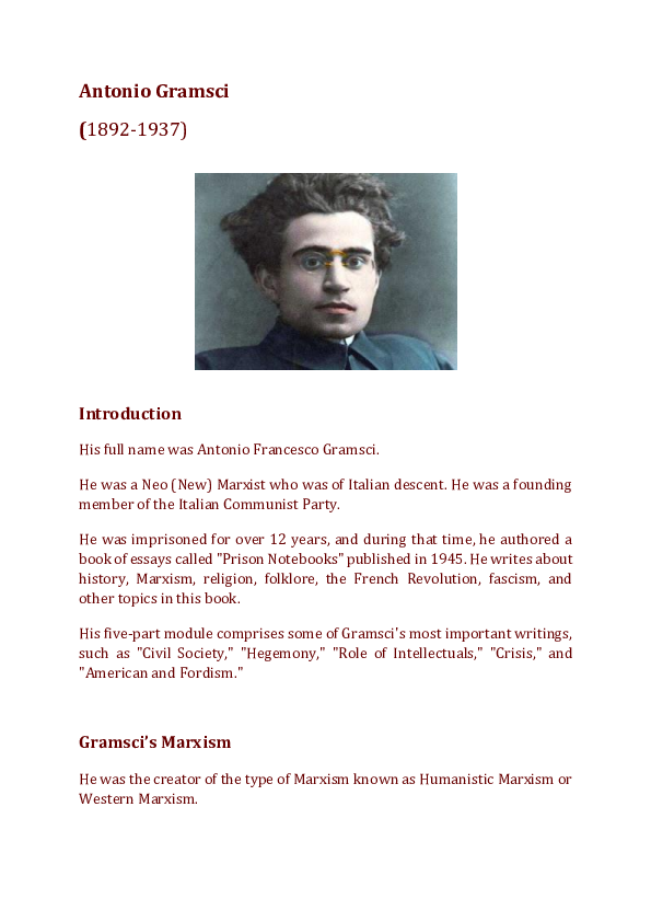 (PDF) Article about Marxism by Antonio Gramsci