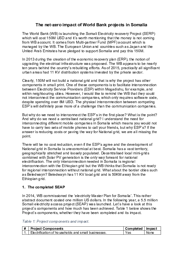 (DOC) The net-zero impact of World Bank projects in Somalia
