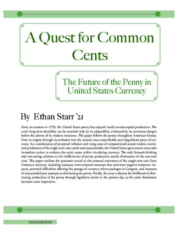 (PDF) A Quest for Common Cents: The Future of the Penny in United ...