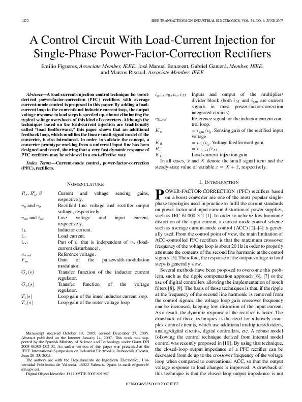 (PDF) A Control Circuit With Load-Current Injection for Single-Phase Power-Factor-Correction ...