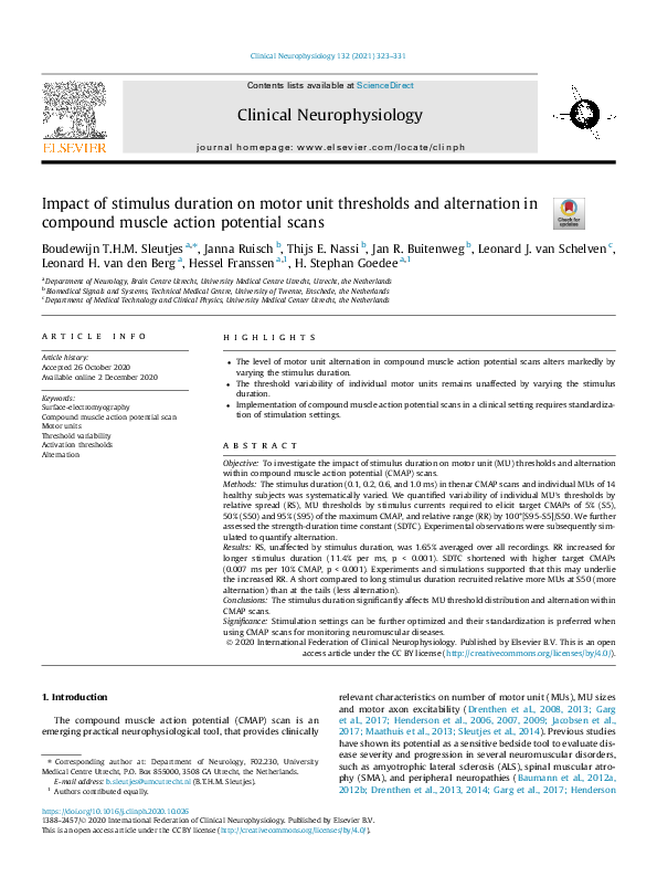 (PDF) Impact of stimulus duration on motor unit thresholds and ...