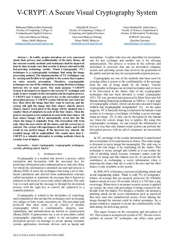(PDF) V-CRYPT: A Secure Visual Cryptography System