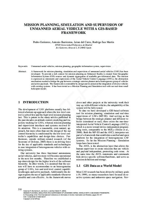 (PDF) Mission Planning, Simulation and Supervision of Unmanned Aerial ...