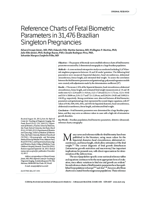 (PDF) Reference charts of fetal biometric parameters in 31,476 ...